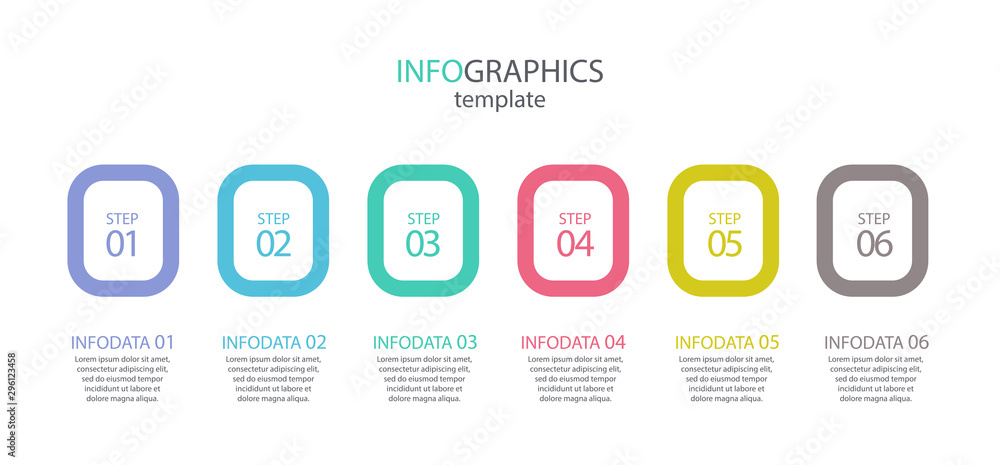 Lines infographic design template with icons and 6 options or steps ...