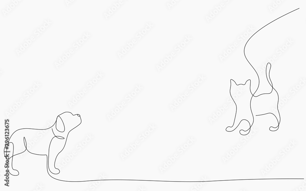 Dog and cat animal silhouette, cute pet vector illustration Stock ...