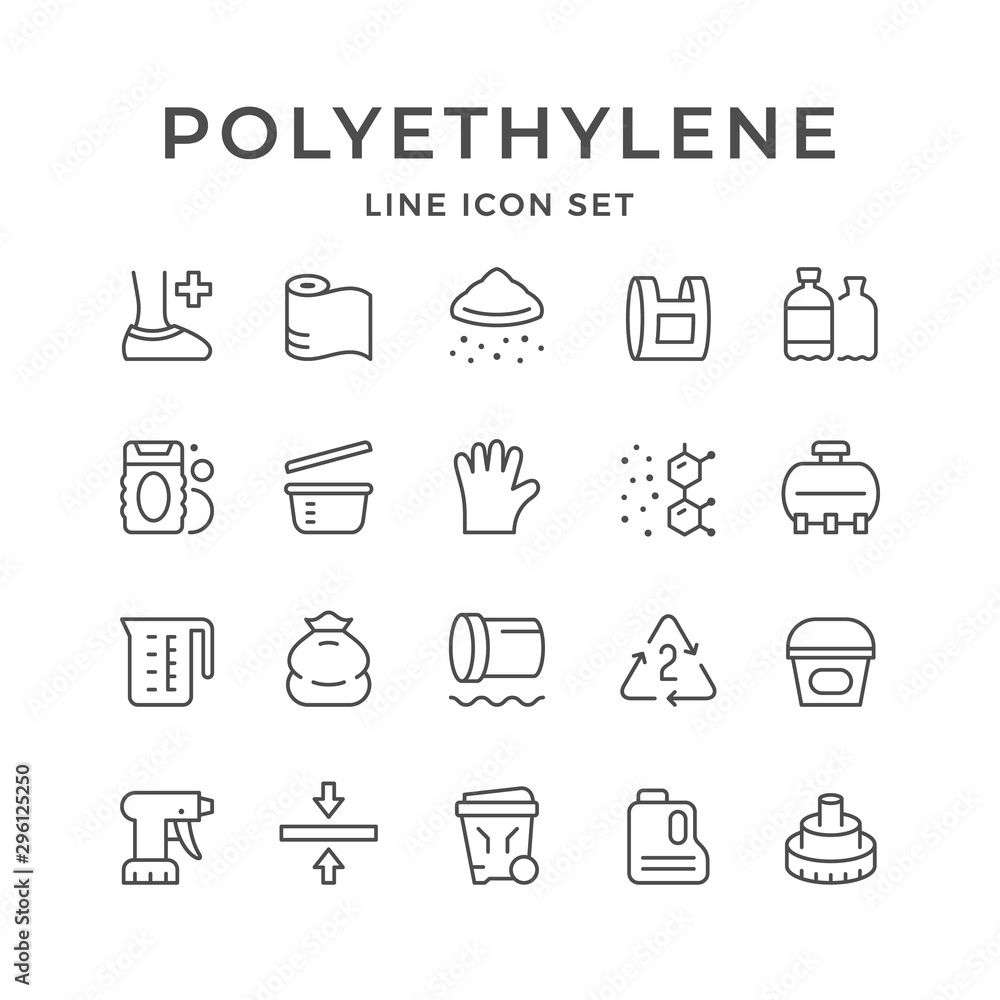 Set line icons of polyethylene or polythene Stock Vector | Adobe Stock