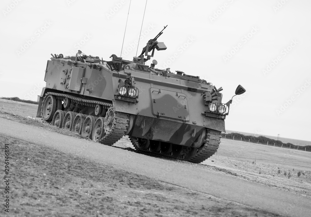 British AFV 432 troop carrier on open ground Stock Photo | Adobe Stock