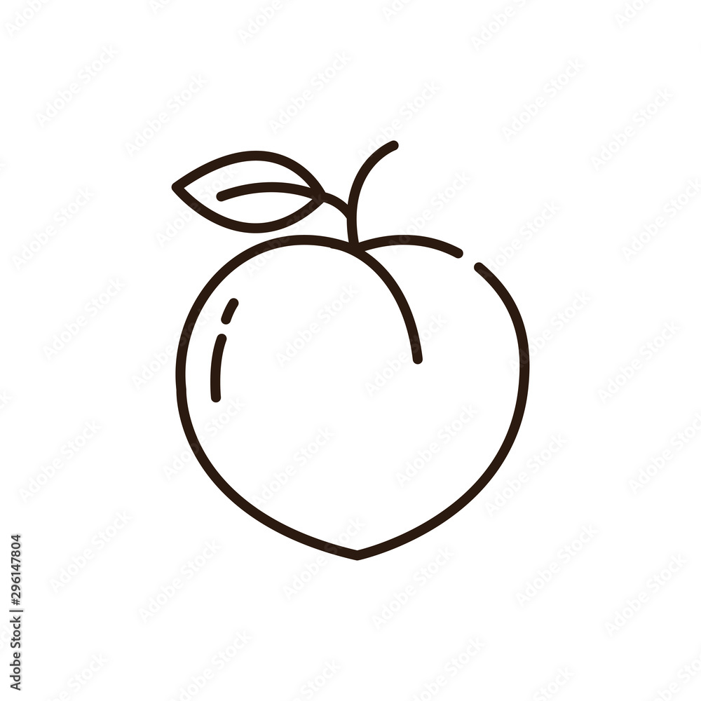Isolated peach icon line vector design Stock Vector | Adobe Stock