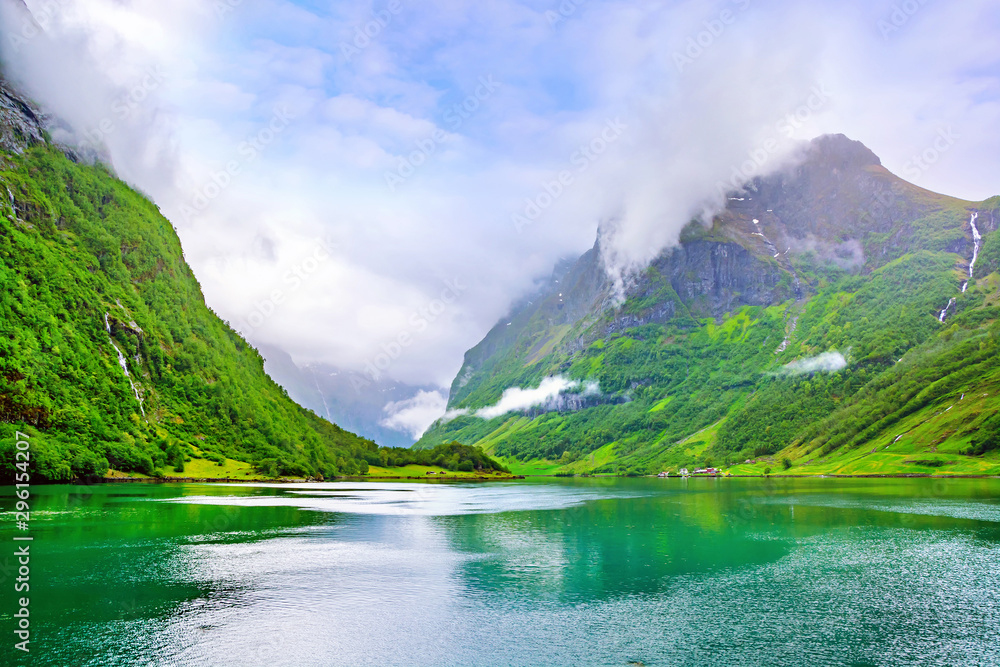 Norway is an amazing nature. Landscape Naeroyfjord fjord and mountains ...
