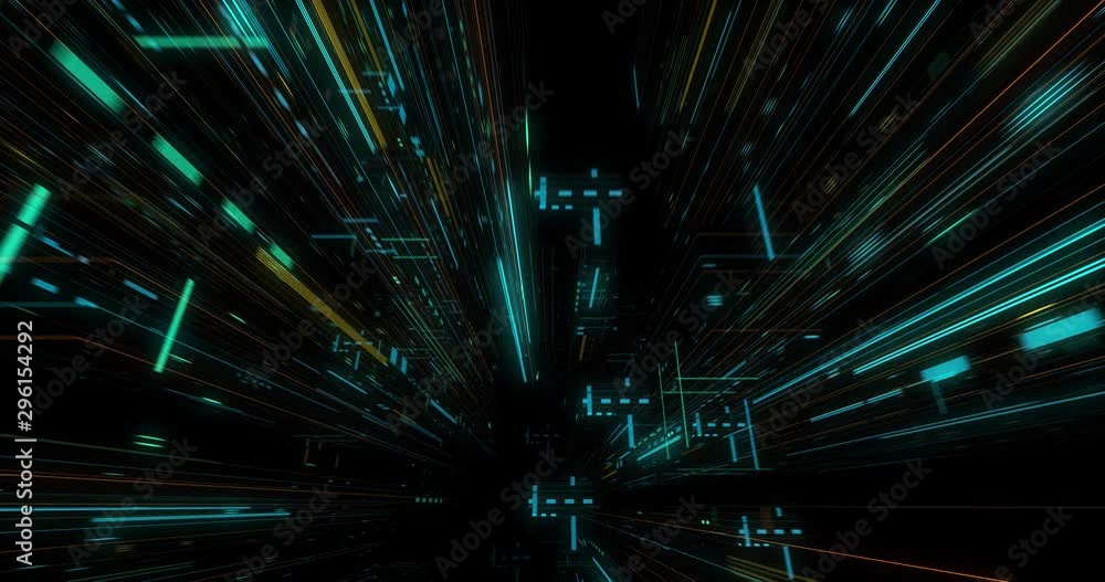 Seamless fly through of abstract circuitry with digital grid background ...