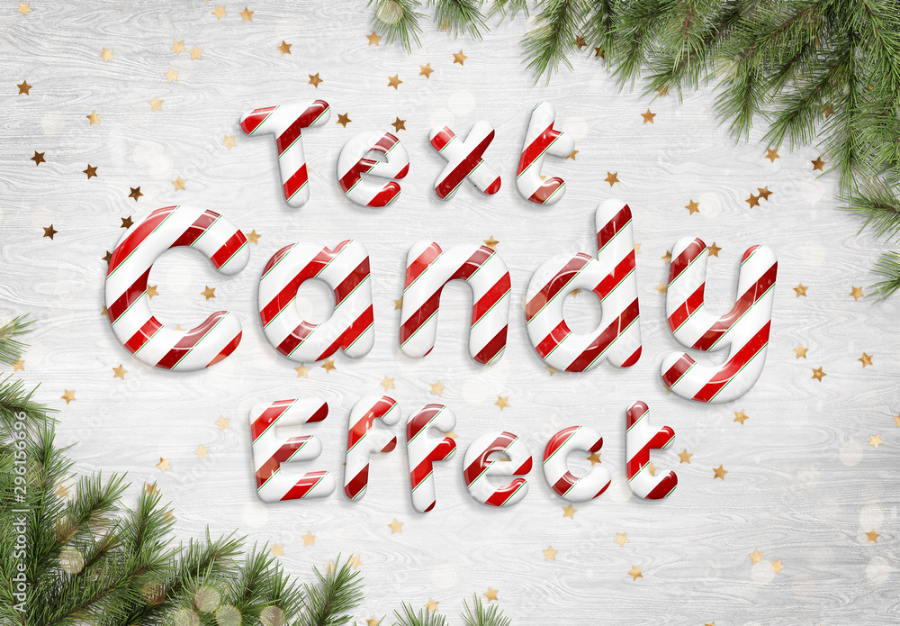 Candy Cane Text Effect Mockup Stock Template | Adobe Stock