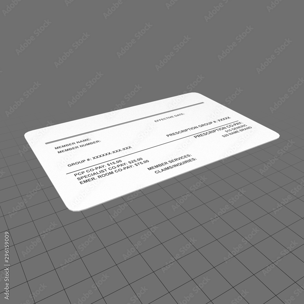 Health insurance card Stock 3D asset | Adobe Stock