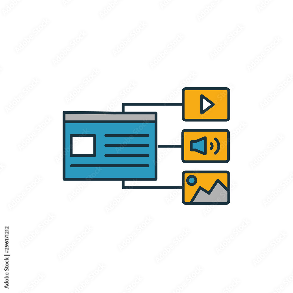 Digital Content icon set. Four elements in diferent styles from content ...