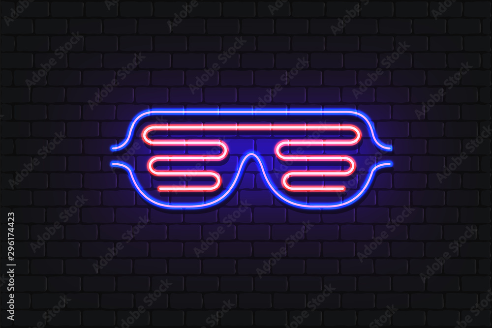 Vector illustration of neon shutter shades. Retro 80's style slot ...