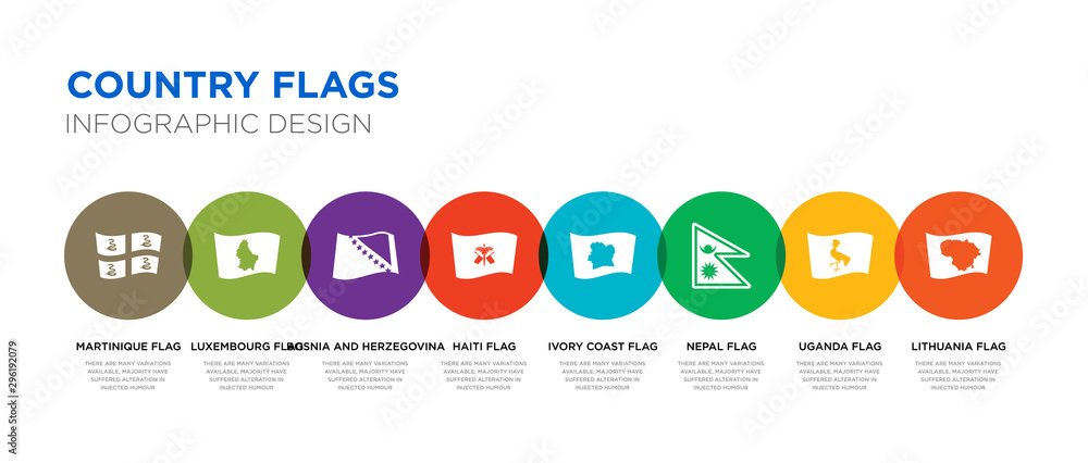 8 colorful country flags vector icons set such as lithuania flag ...