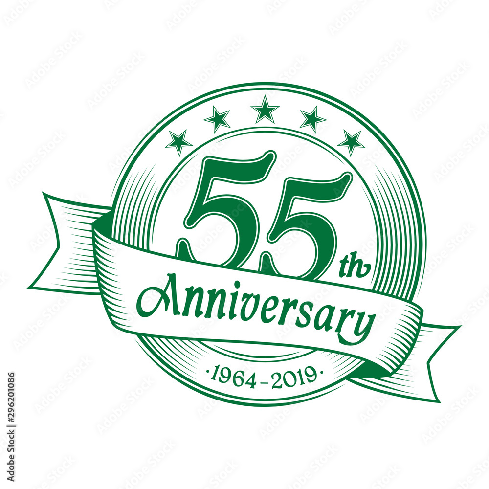 55th anniversary design template. 55 years celebration logo. Vector and ...