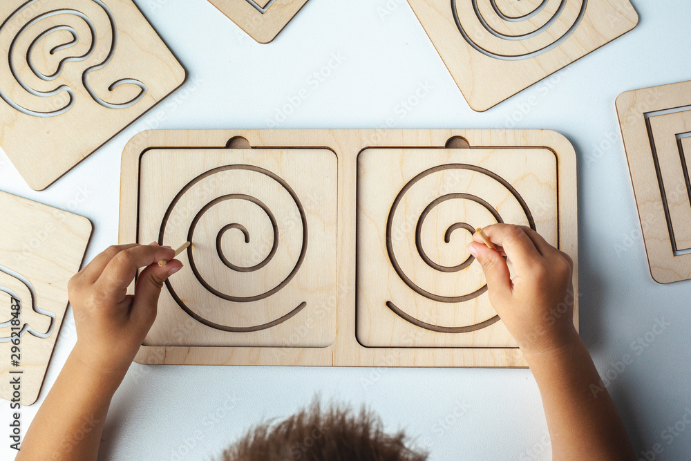 Montessori Games for Child Development. Children's wooden toy. Board ...