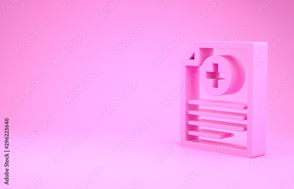 Pink Medical clipboard with clinical record icon isolated on pink ...