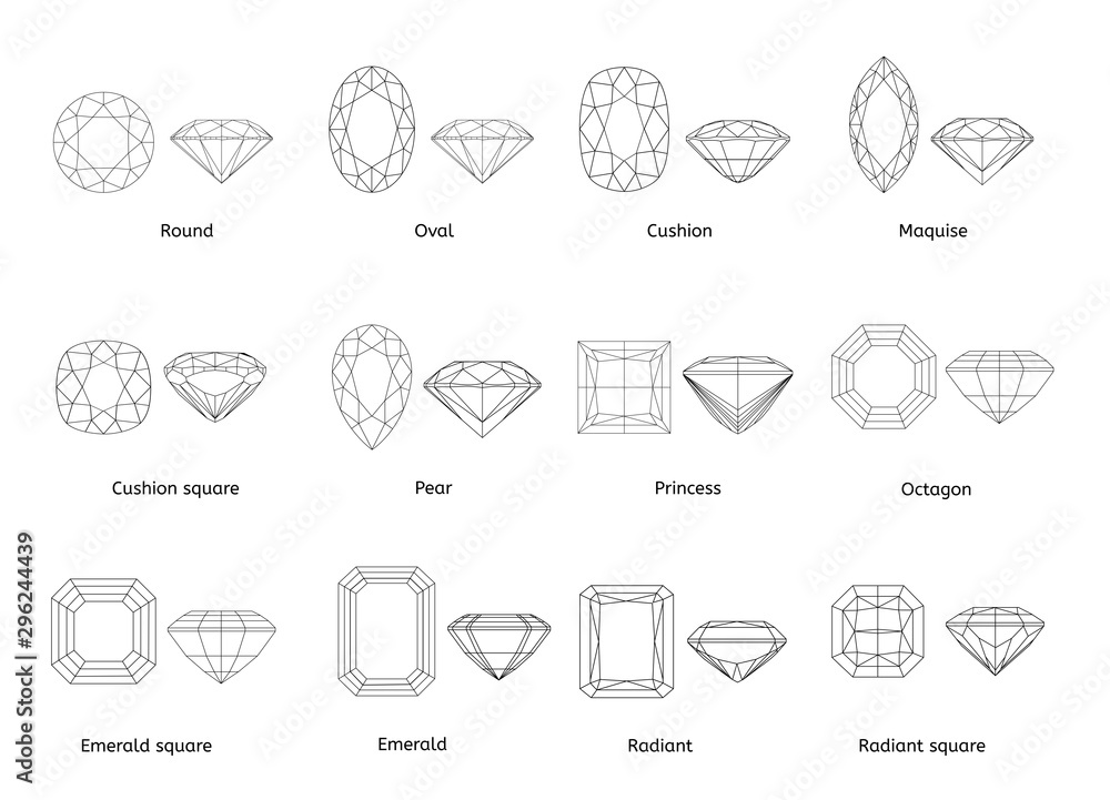 A set of twelve Out line shape gemstone of various shapes and designs ...