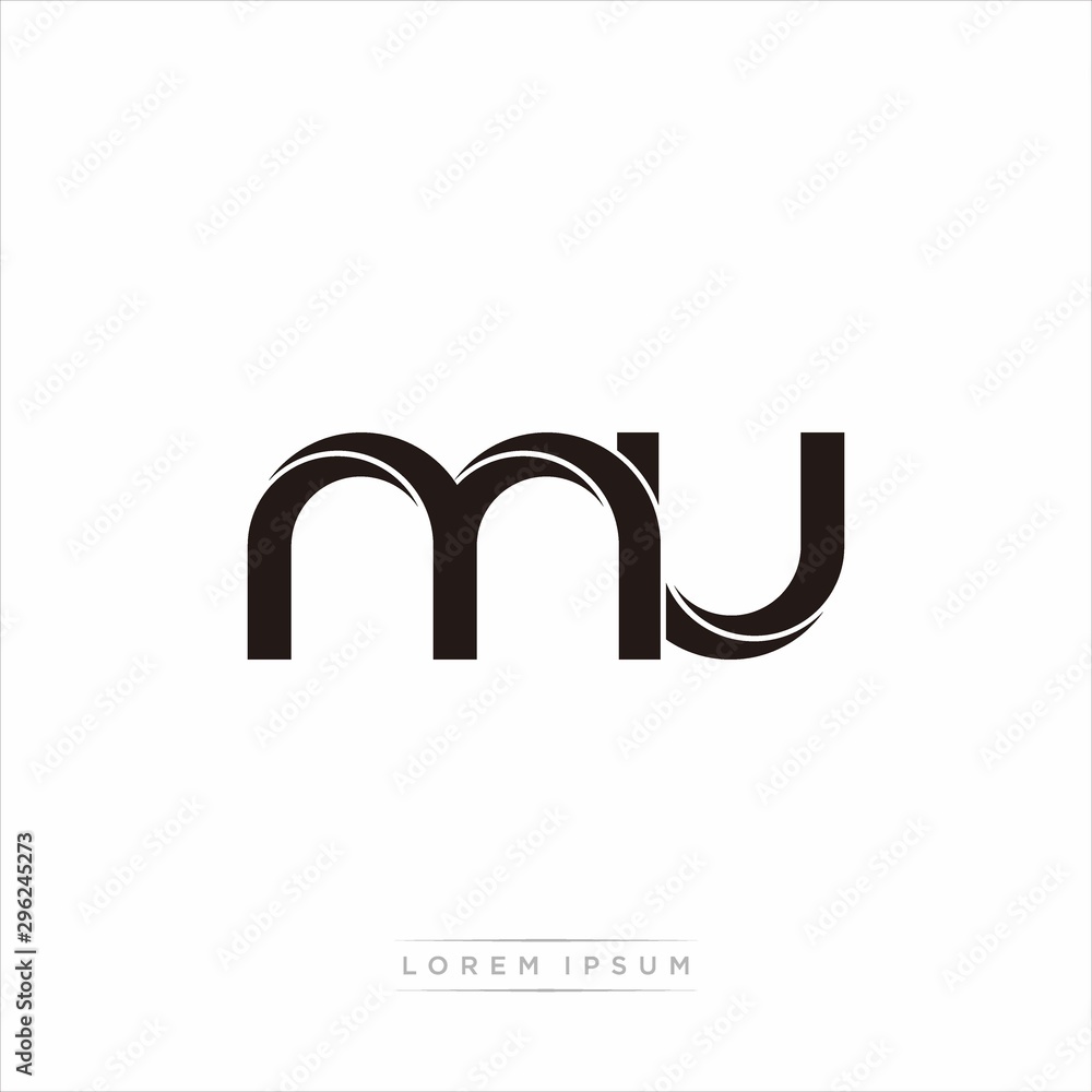 mu Initial Letter Split Lowercase Modern Monogram linked outline ...