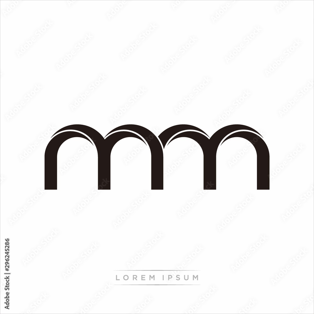 mm Initial Letter Split Lowercase Modern Monogram linked outline ...