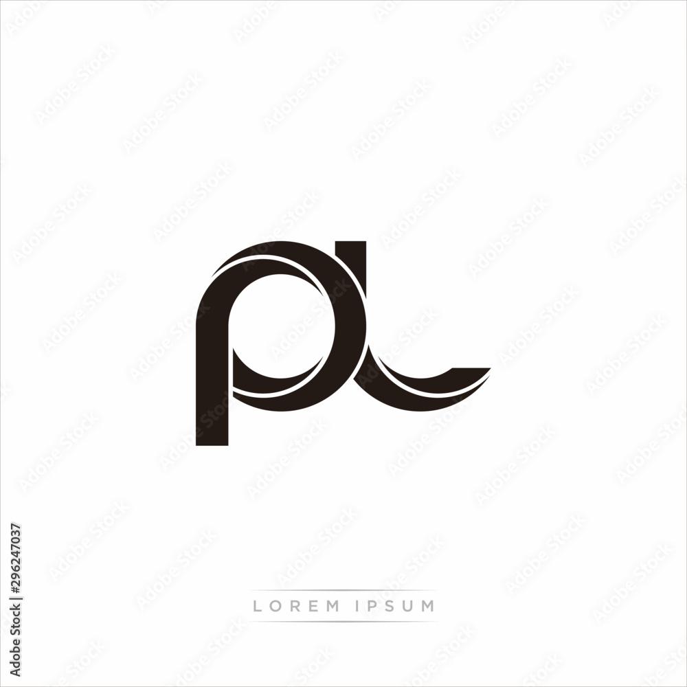 pl Initial Letter Split Lowercase Modern Monogram linked outline ...