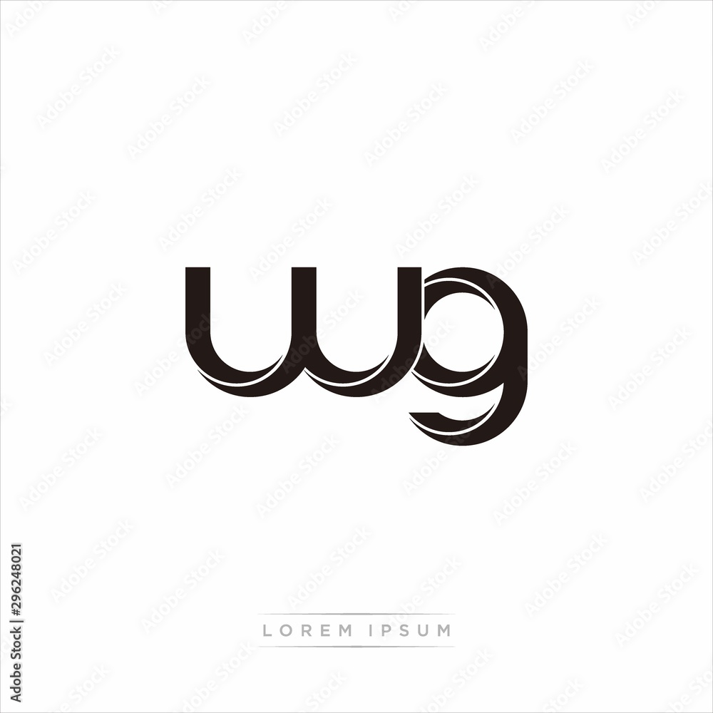 wg Initial Letter Split Lowercase Modern Monogram linked outline ...