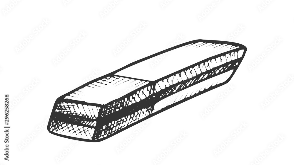 Eraser Stationery Equipment Monochrome Vector. Eraser For Correction ...