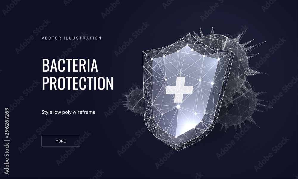 Bacteria protection low poly wireframe landing page template ...
