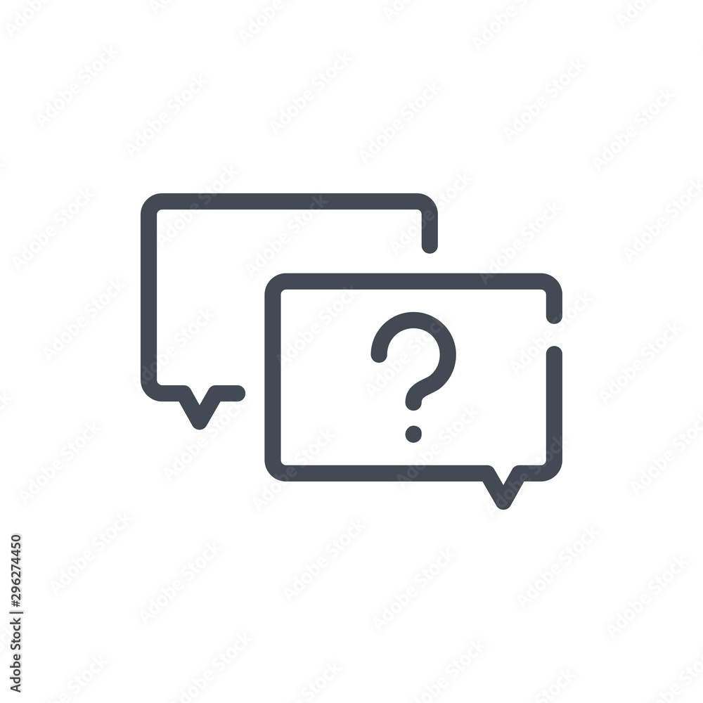 Question message line icon. Chat boxes with question mark vector ...