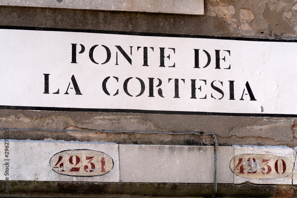 Venice ponte della cortesia english translation courtesy bridge sign ...