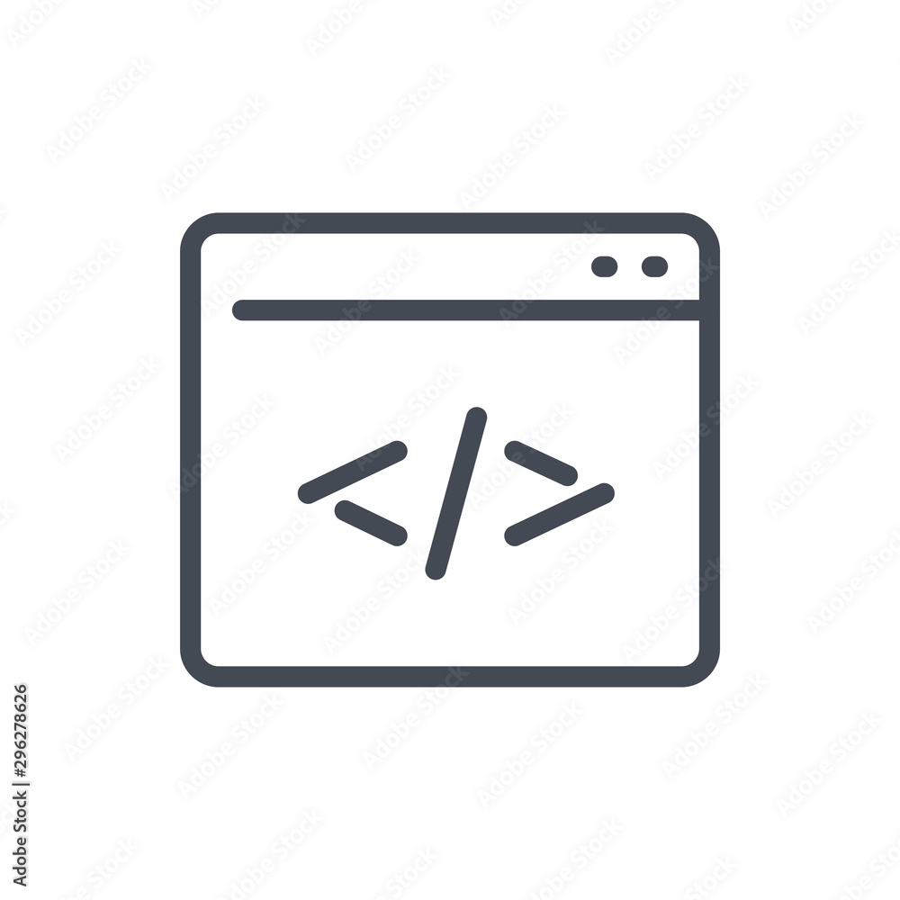 Web page with code line icon. Coding website notification vector ...