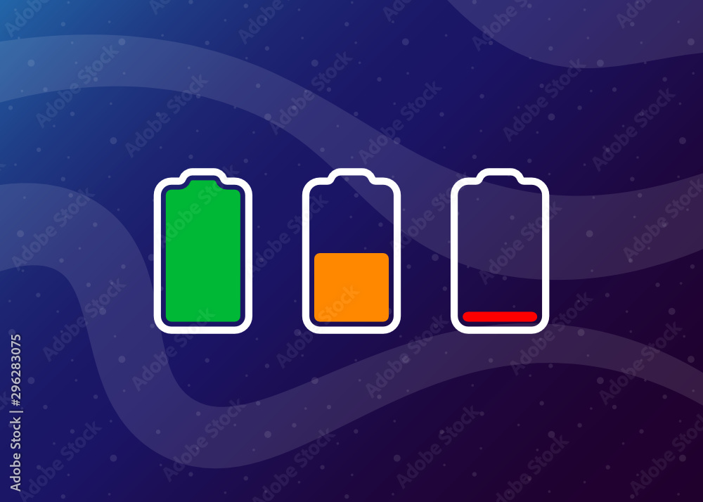 Battery Full Low Empty Charging Smartphone Fully Charged Vector ...
