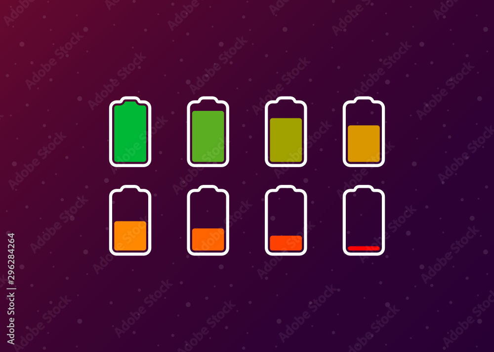 Battery Full Low Empty Charging Smartphone Fully Charged Vector ...