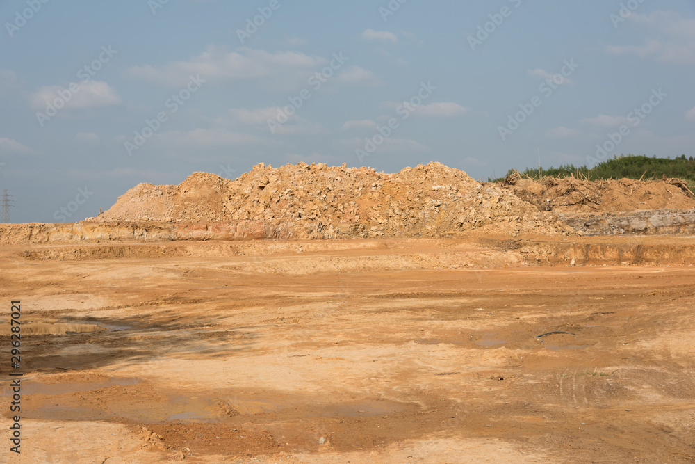 Outdoor construction dirt road earthwork and sky landscape Stock Photo ...