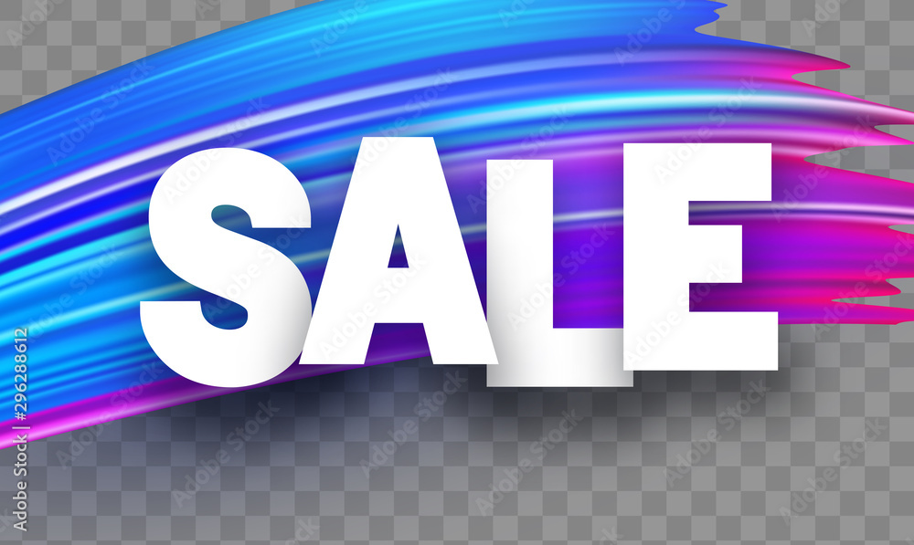 Sale promo sign or poster with colorful brush stroke design on ...