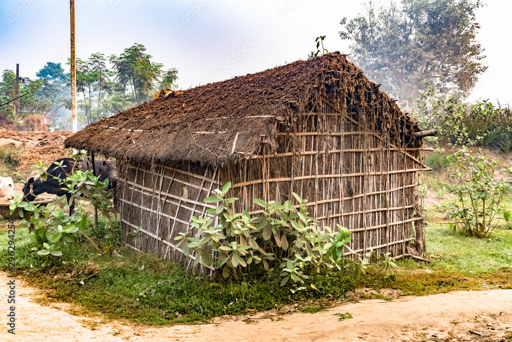 Eco-friendly Tribal Hut having thatched roof, made from biodegradable ...