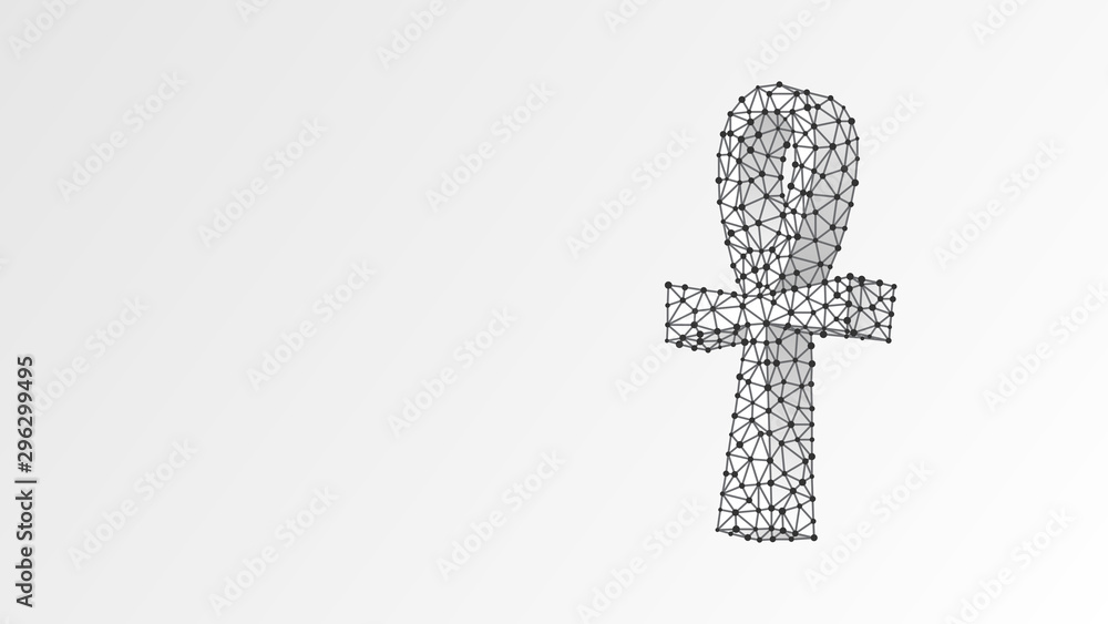 Ankh cross the symbol of Egypt. Abstract, digital, wireframe, low poly ...