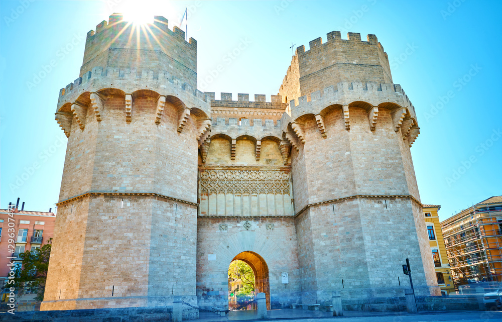 Valencia Torres de Serranos . Spain. The Serranos Towers are one of the ...