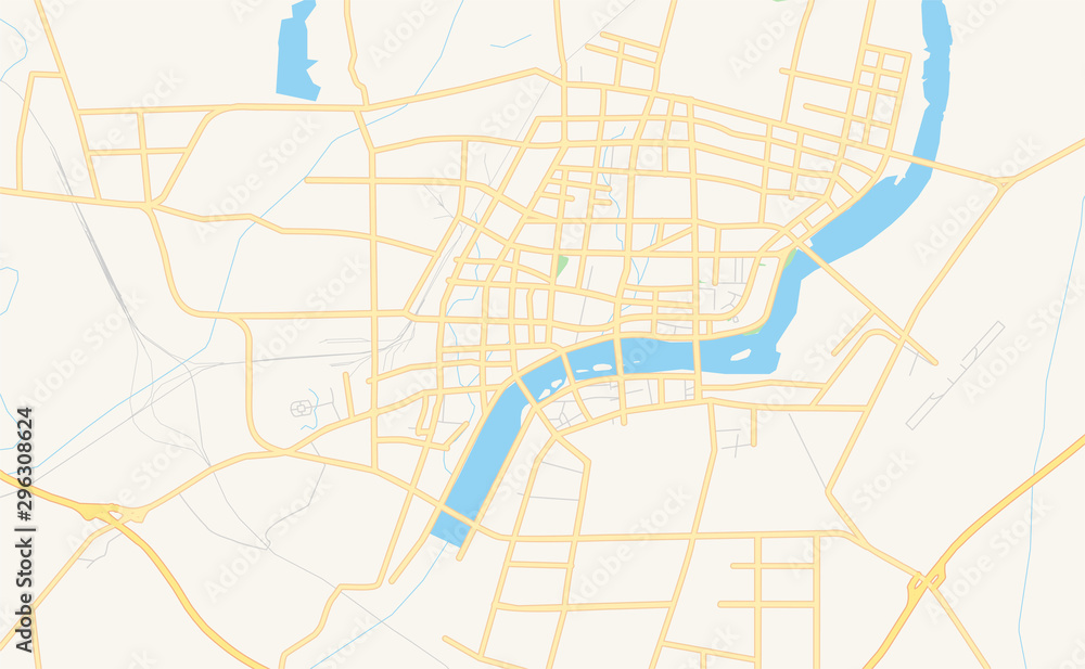 Printable street map of Nanyang, China Stock Vector | Adobe Stock