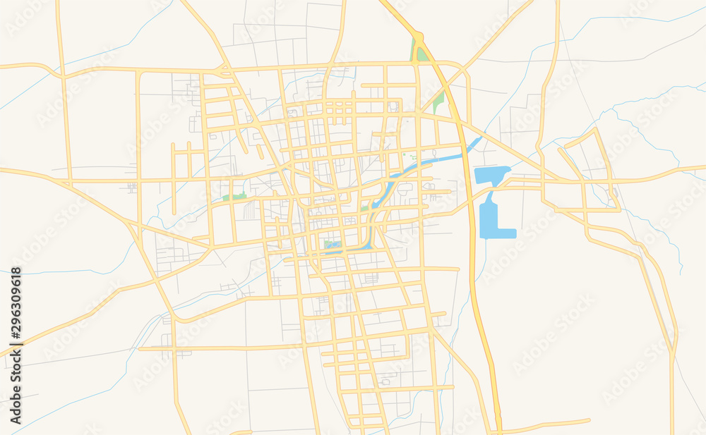 Printable street map of Tengzhou, China Stock Vector | Adobe Stock