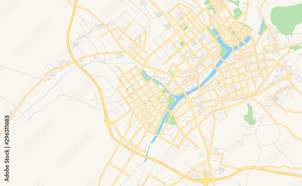 Printable street map of Chifeng, China Stock Vector | Adobe Stock