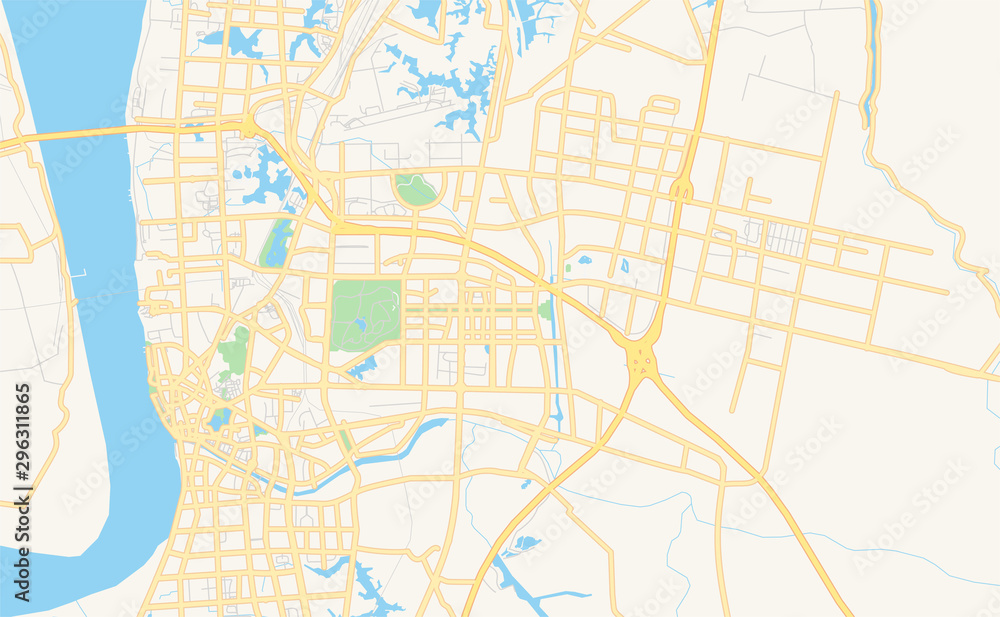 Printable street map of Wuhu, China Stock Vector | Adobe Stock