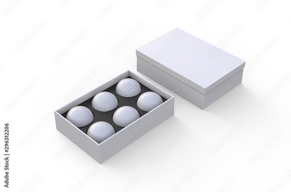 Six Golf ball gift box package, golf ball set mock up template on ...