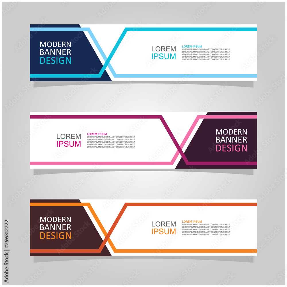Vector abstract banner design web template set of 3. Abstract geometric ...
