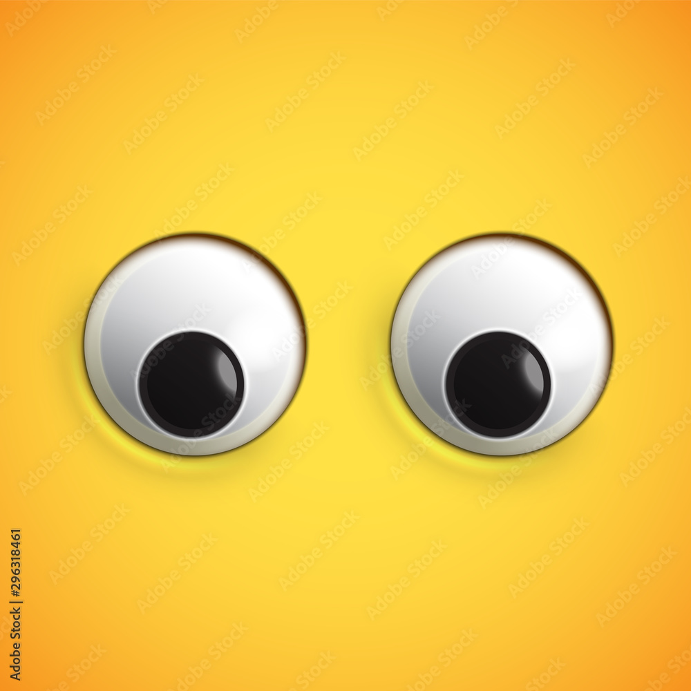 Yellow high-detailed emoticon eyes looking down, vector illustration ...