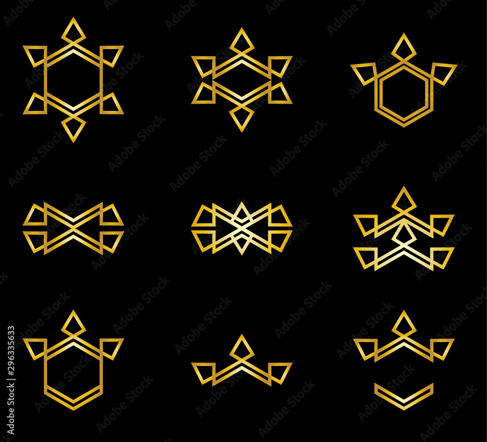 Vector linear hexagon logos and design elements Stock Vector | Adobe Stock