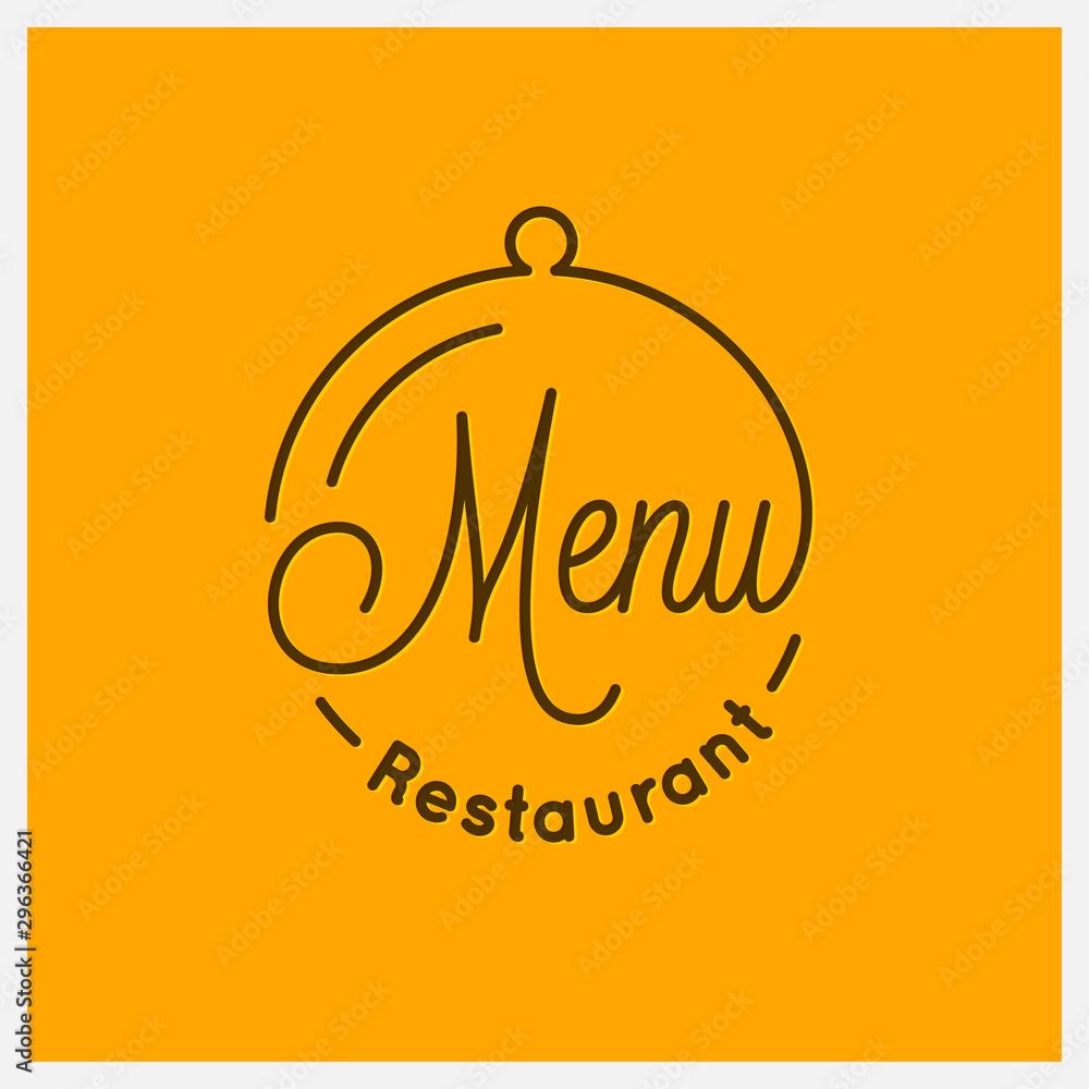 Restaurant menu logo. Round linear of tray cloche Stock Vector | Adobe ...