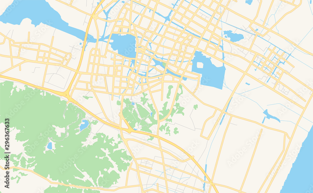 Printable street map of Yixing, China Stock Vector | Adobe Stock