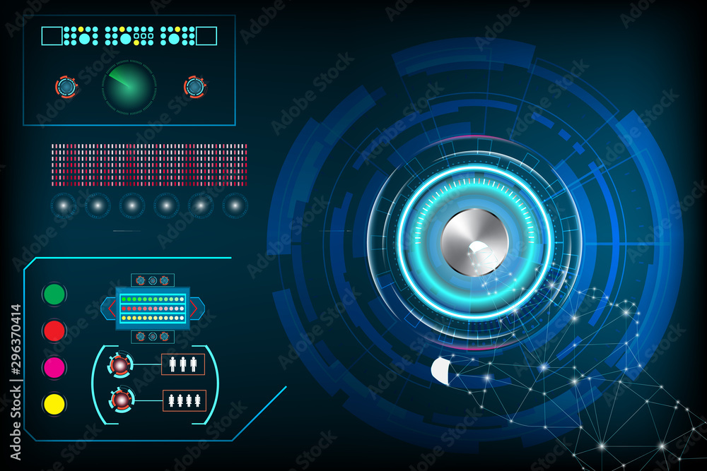 hand touch button chrome Technology Futuristic Interface. element ...