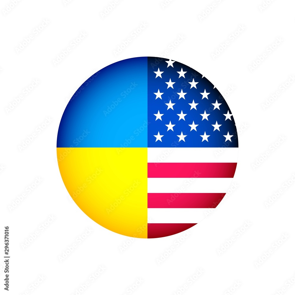 American and Ukrainian national flags button, set of flags Stock ...