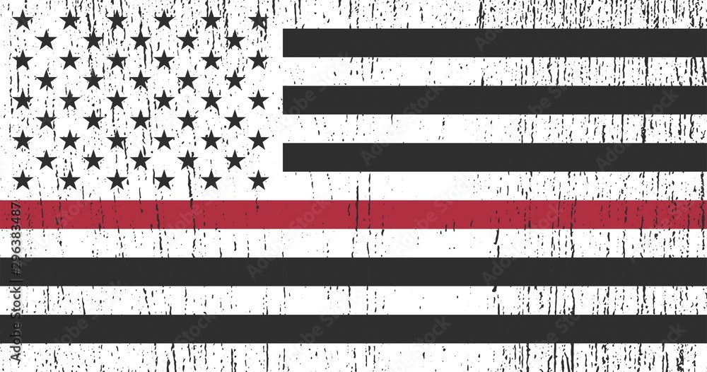 Flag of USA with Red Line - symbol firefighters Stock Illustration ...