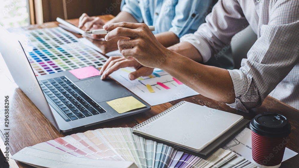 Team of Creative Web/Graphic Designer planning, drawing website ux app ...