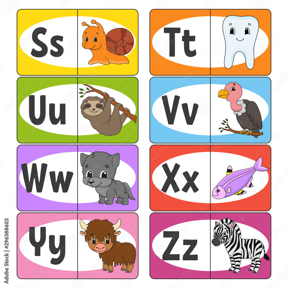 Set ABC flash cards. Alphabet for kids. Learning letters. Education ...