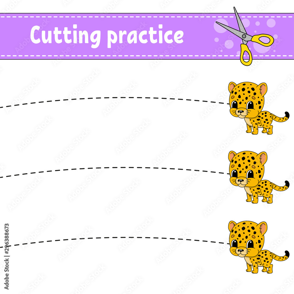 Cutting practice for kids. Education developing worksheet. Activity ...