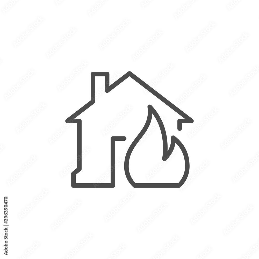 House in fire line outline icon Stock Vector | Adobe Stock