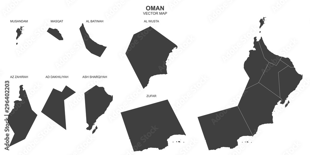 political map of Oman isolated on white background Stock Vector | Adobe ...